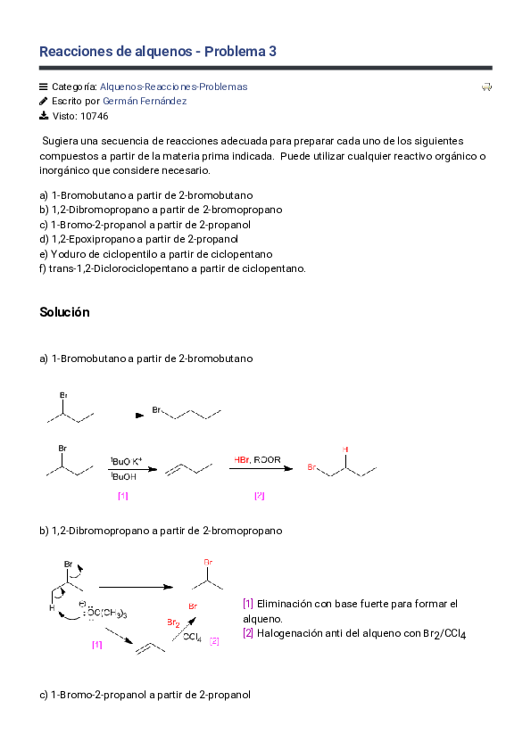 (PDF) Reacciones de alquenos -Problema 3