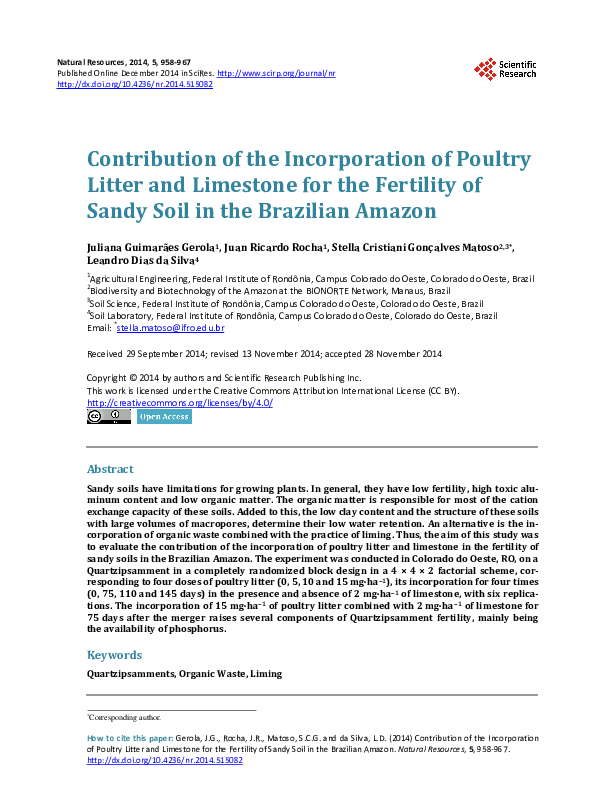 (PDF) Contribution of the Incorporation of Poultry Litter and Limestone ...