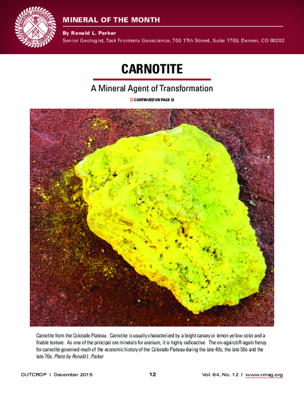(PDF) Parker 2015 Carnotite - The Mineral Agent of Transformation
