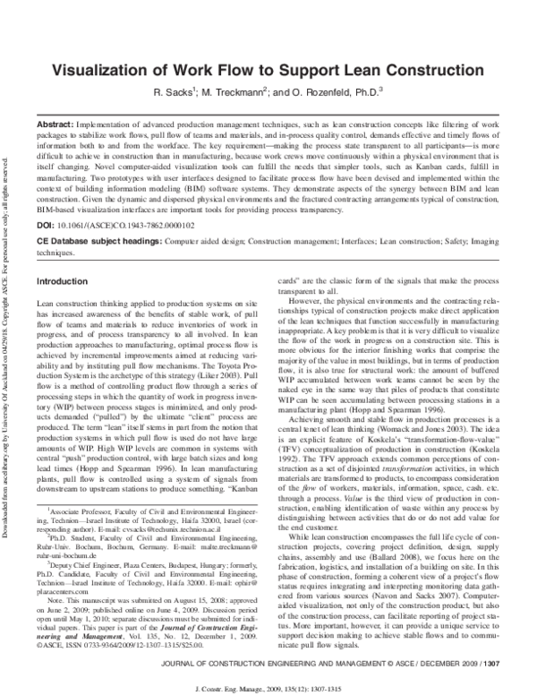 (PDF) Visualization of Work Flow to Support Lean Construction