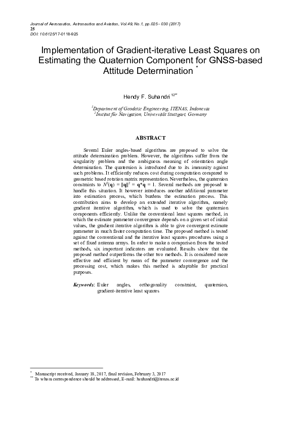 Pdf Implementation Of Gradient Iterative Least Squares On Estimating The Quaternion Component 6672
