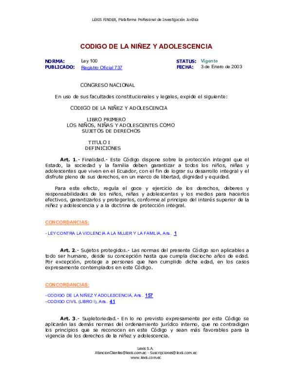 (PDF) CODIGO DE LA NIÑEZ Y ADOLESCENCIA | Veronica Vargas - Academia.edu