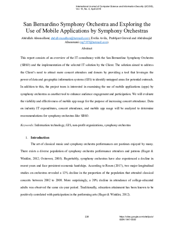 (PDF) San Bernardino Symphony Orchestra and Exploring the Use of Mobile ...