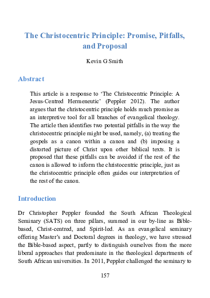 (PDF) The Christocentric Principle: Promise, Pitfalls, and Proposal