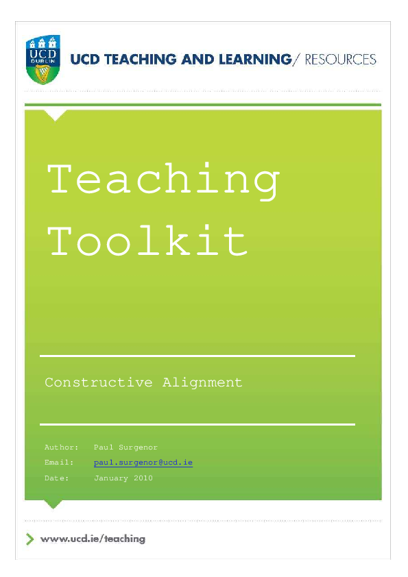 (PDF) Constructive Alignment Teaching Toolkit | jimron chaze - Academia.edu