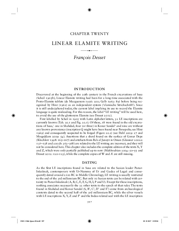 (PDF) Linear Elamite writing