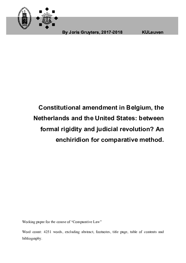 (PDF) Constitutional amendment in Belgium, the Netherlands and the ...