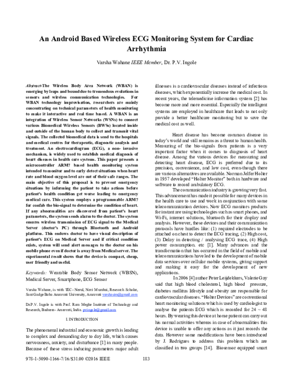 Pdf Wireless Ecg Monitoring System Via Android