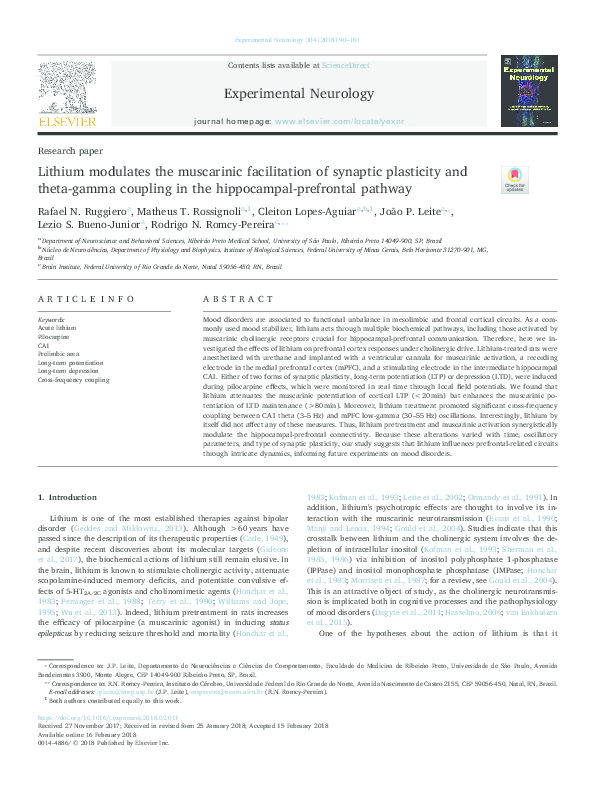 (PDF) Lithium modulates the muscarinic facilitation of synaptic ...