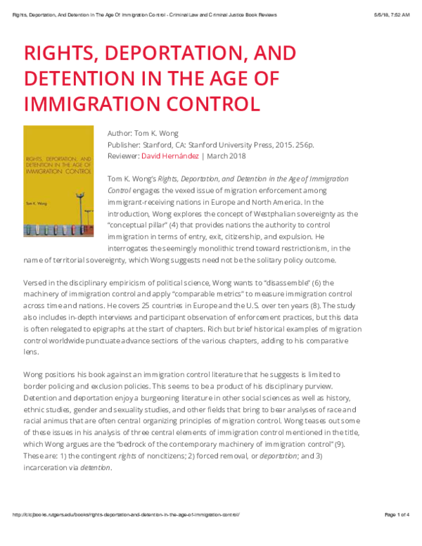(PDF) Book Review: RIGHTS, DEPORTATION, AND DETENTION IN THE AGE OF ...