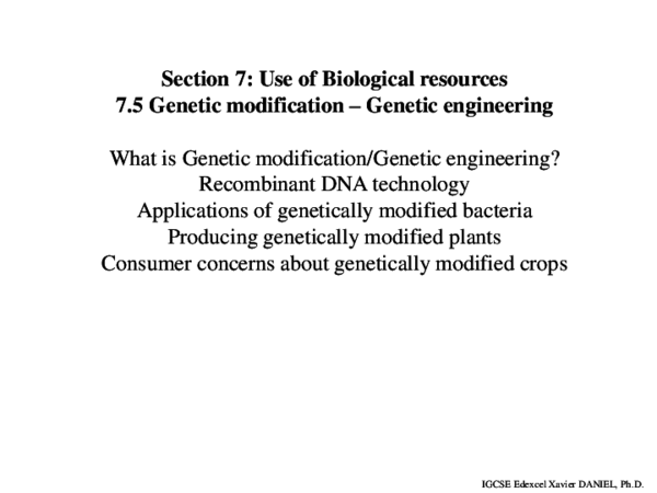(PDF) IGCSE Biology Edexcel 7 5 Genetic modification Genetic engineering