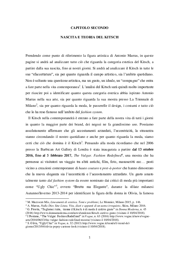 (DOC) CAPITOLO SECONDO NASCITA E TEORIA DEL KITSCH