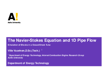 (PDF) The Navier-Stokes Equation and 1D Pipe Flow Simulation of Shocks ...