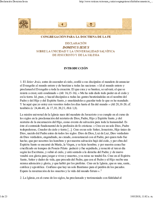 (PDF) CONGREGACIÓN PARA LA DOCTRINA DE LA FE