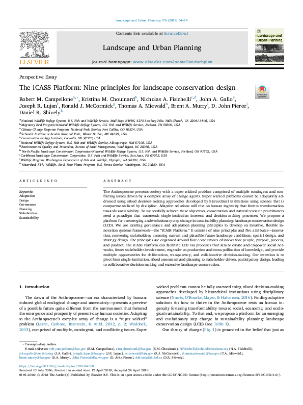 (PDF) The iCASS Platform: Nine principles for landscape conservation design