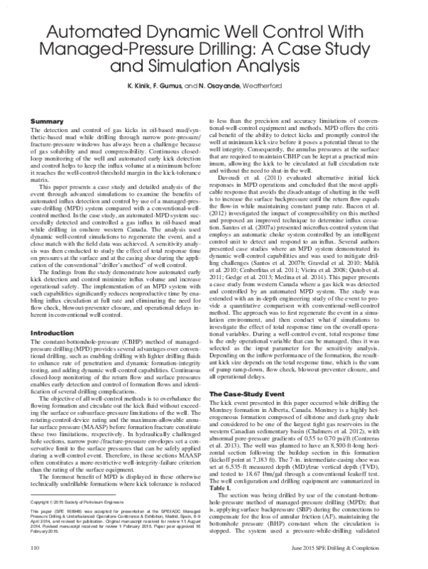 (PDF) Automated Dynamic Well Control With Managed-Pressure Drilling: A Case Study and Simulation ...