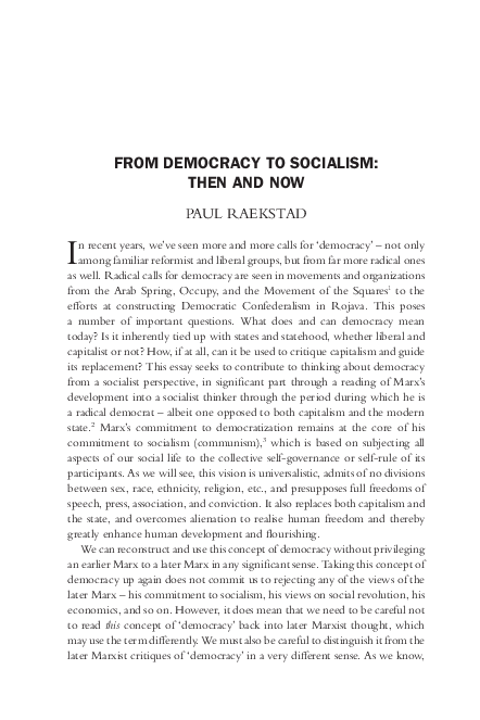 (PDF) From Democracy to Socialism: Then and Now