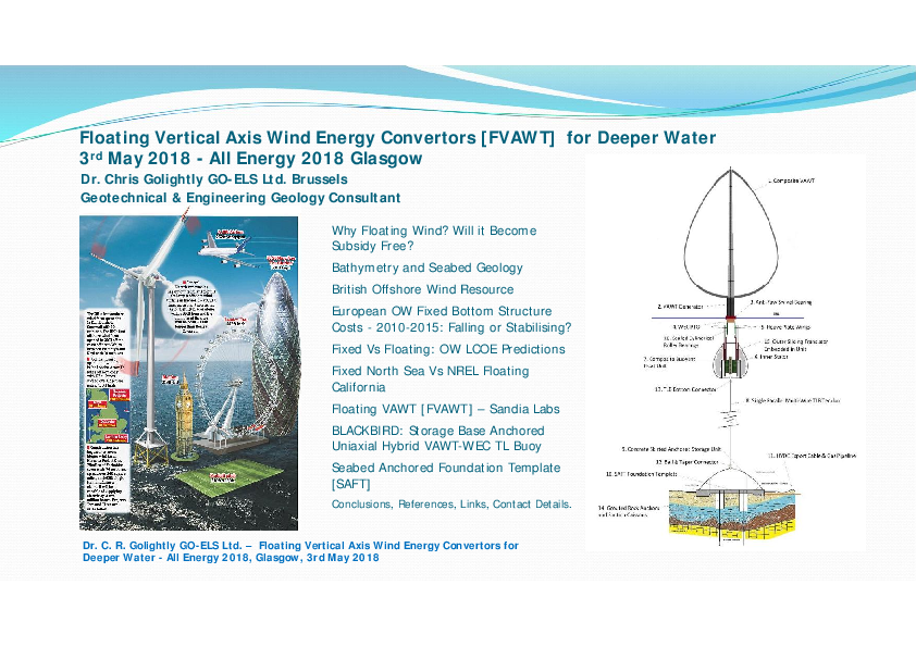 (PDF) Floating Vertical Axis Wind Energy Convertors [FVAWT] for Deeper Water All Energy 2018 Glasgow