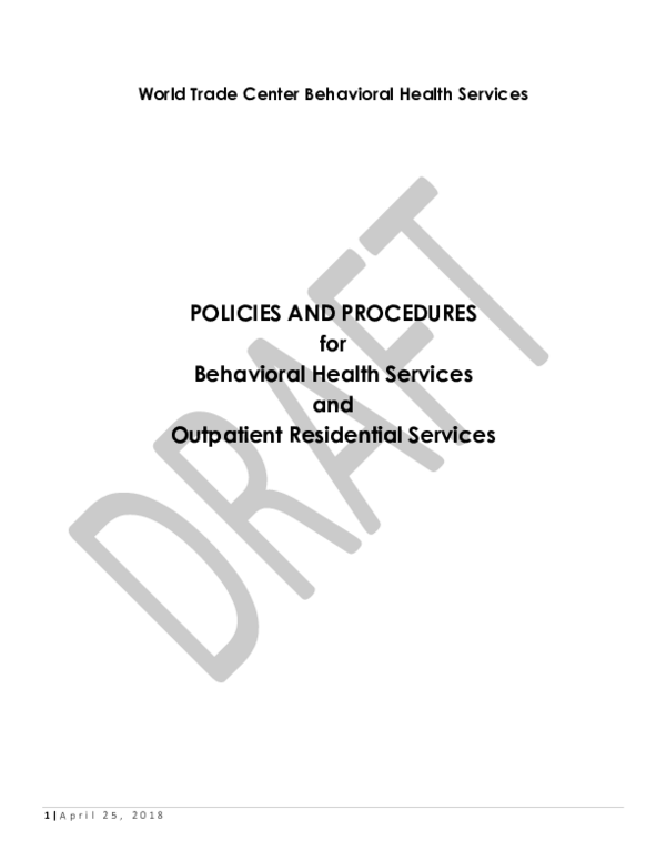 (DOC) POLICIES AND PROCEDURES for Behavioral Health Services and ...