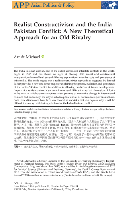 (PDF) Realist-Constructivism and the India-Pakistan Conflict: A New ...