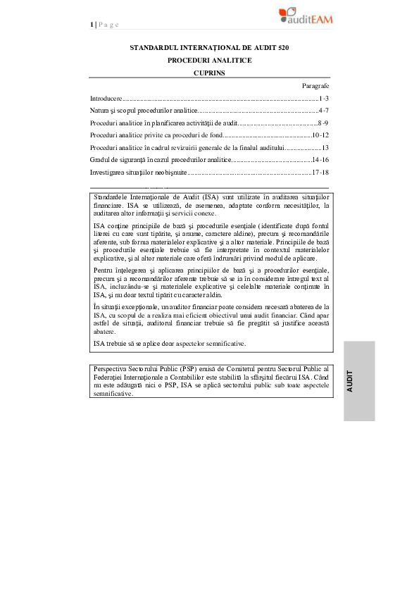 (PDF) ISA 520 Proceduri analitice