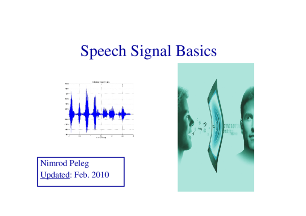 (PDF) Speech Signal Basics