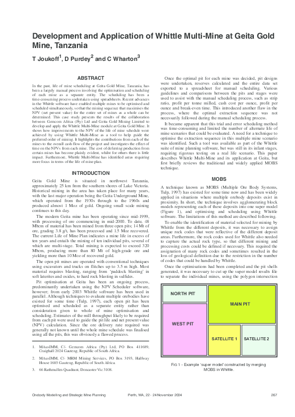 (PDF) Development and Application of Whittle Multi-Mine at Geita Gold ...