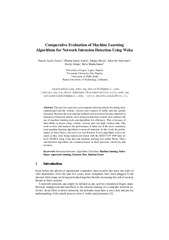 (PDF) Comparative Evaluation of Machine Learning Algorithms for Network Intrusion Detection ...
