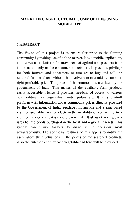 (DOC) MARKETING AGRICULTURAL COMMODITIES USING MOBILE APP