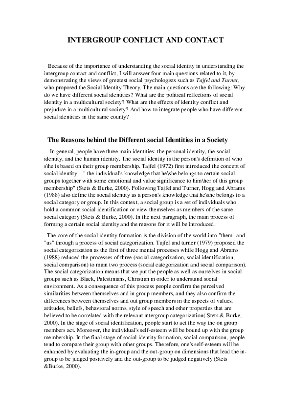(DOC) INTERGROUP CONFLICT AND CONTACT
