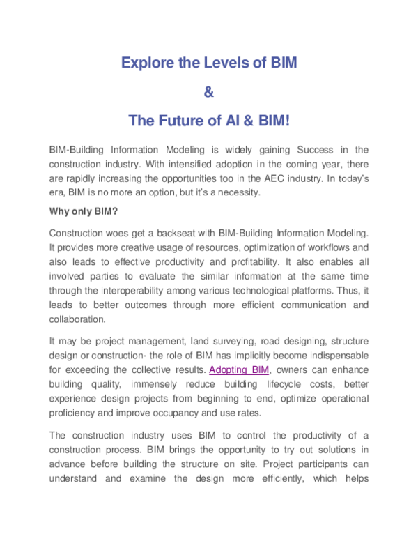 (DOC) Explore the Levels of BIM & The Future of AI & BIM