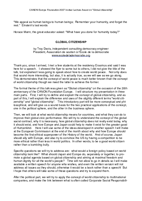 (PDF) Global Citizenship