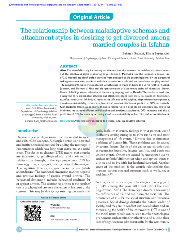 (PDF) The relationship between maladaptive schemas and attachment ...