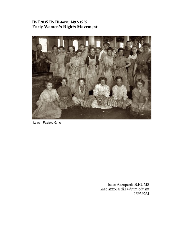 (PDF) Early Women's Rights Movement