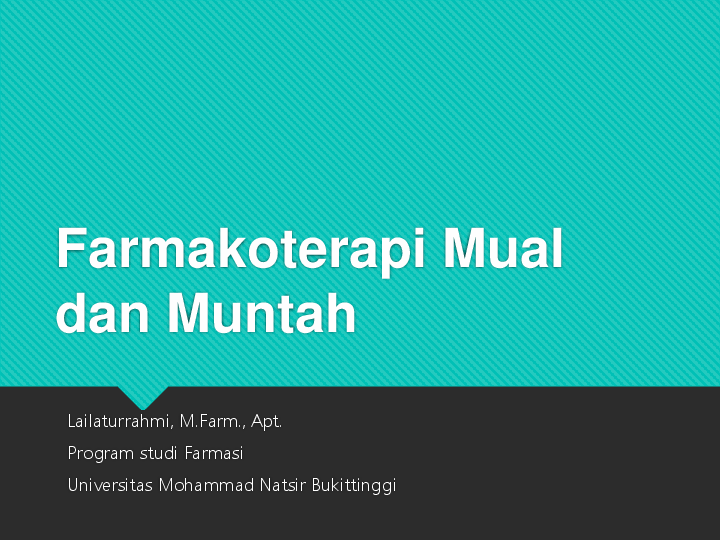 (PPT) Farmakoterapi Mual dan Muntah