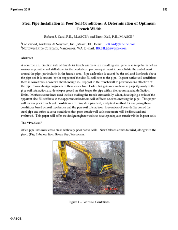 (PDF) Steel Pipe Installation in Poor Soil Conditions: A Determination ...