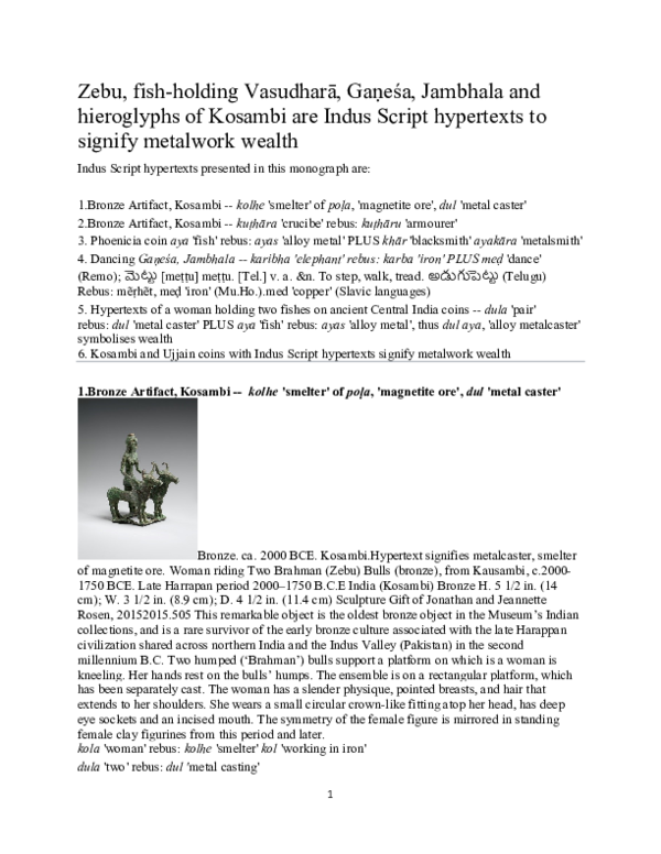 (PDF) Zebu, fish-holding Vasudharā, Gaṇeśa, Jambhala and hieroglyphs of ...