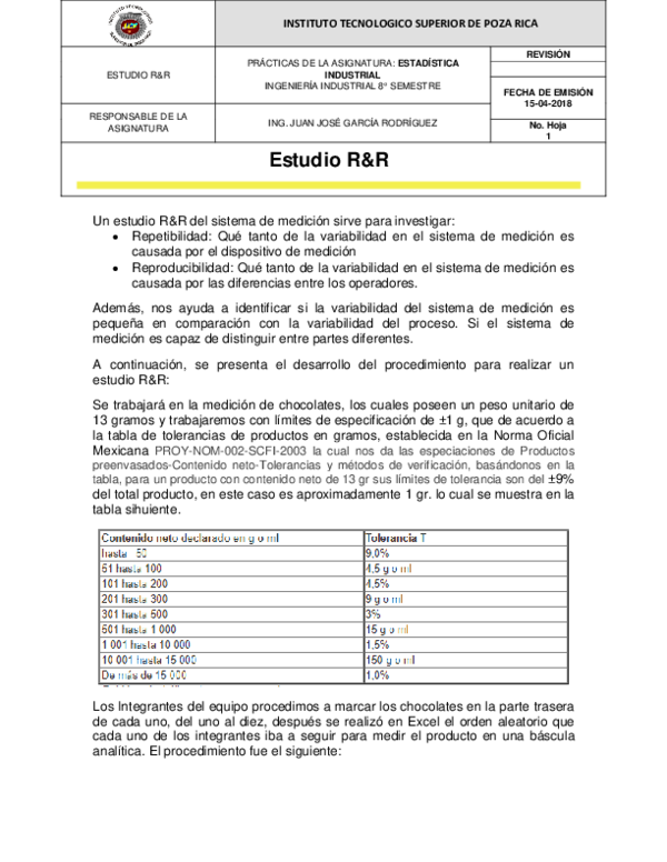 (DOC) Ejemplo estudio R&R formulas y solucion