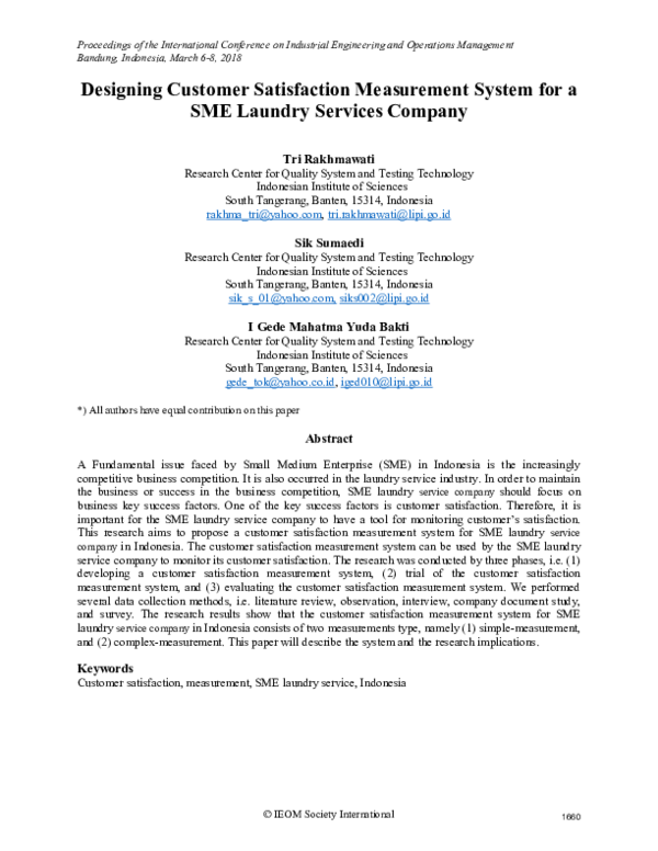 (PDF) Designing Customer Satisfaction Measurement System for a SME ...