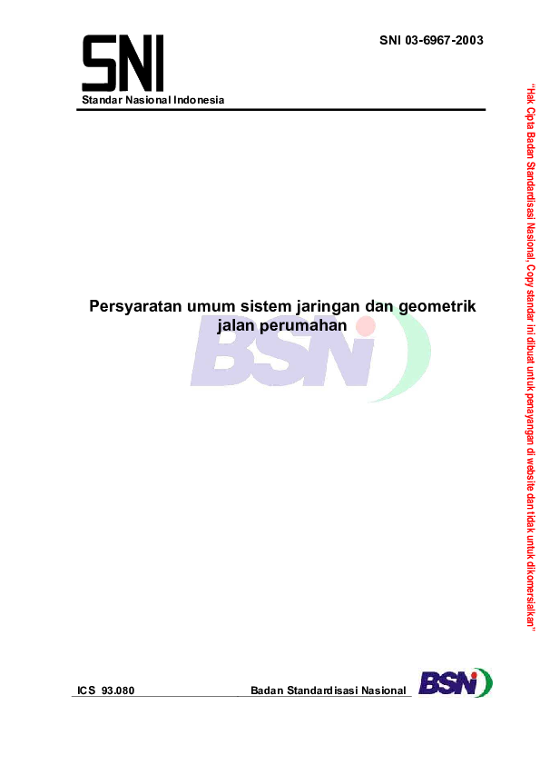 (PDF) SNI Sistem Jaringan Jalan Perumahan