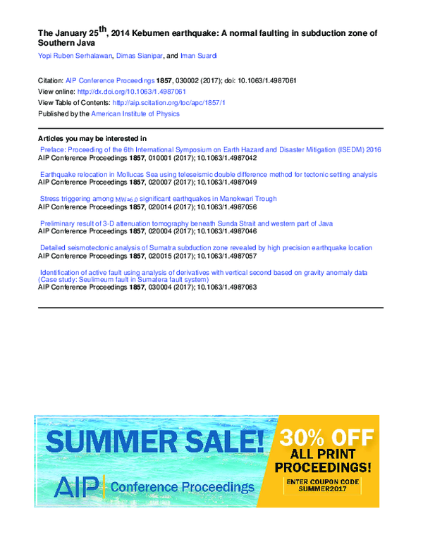 (PDF) The January 25 th , 2014 Kebumen earthquake: A normal faulting in ...