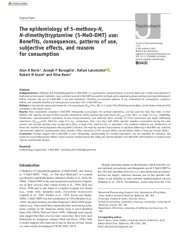 (PDF) The epidemiology of 5-methoxy-N,N-dimethyltryptamine (5-MeO-DMT ...