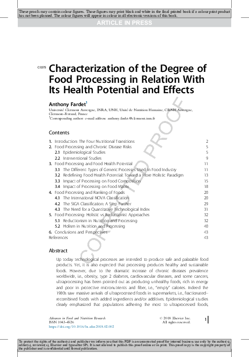 (PDF) Characterization of the Degree of Food Processing in Relation ...