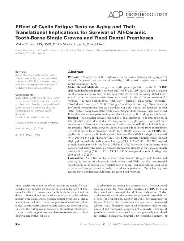 (PDF) Effect of Cyclic Fatigue Tests on Aging and Their Translational ...