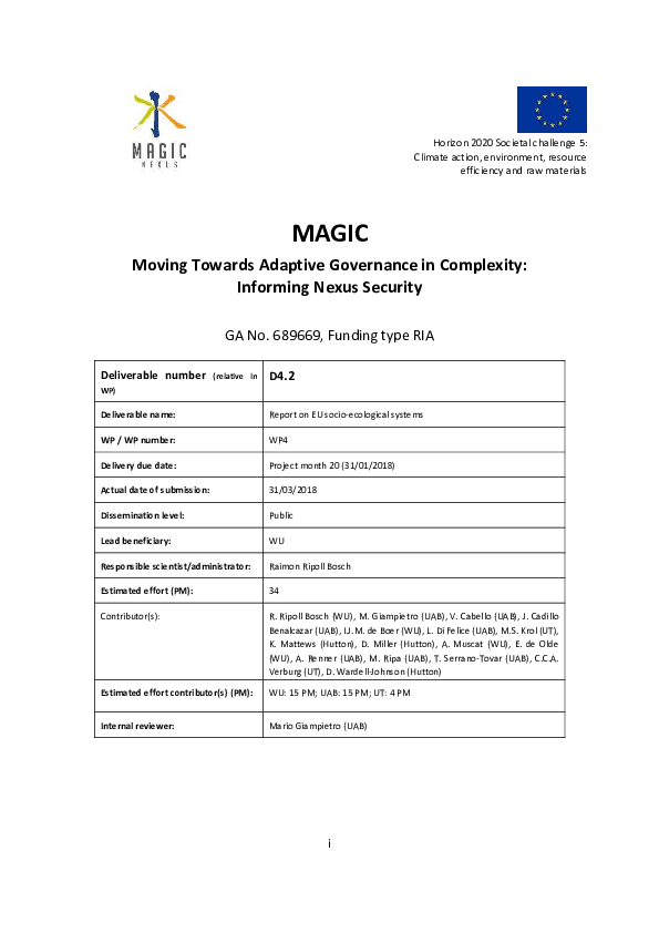 (PDF) D4.2 Report on EU socio-ecological systems | Abigail Muscat ...