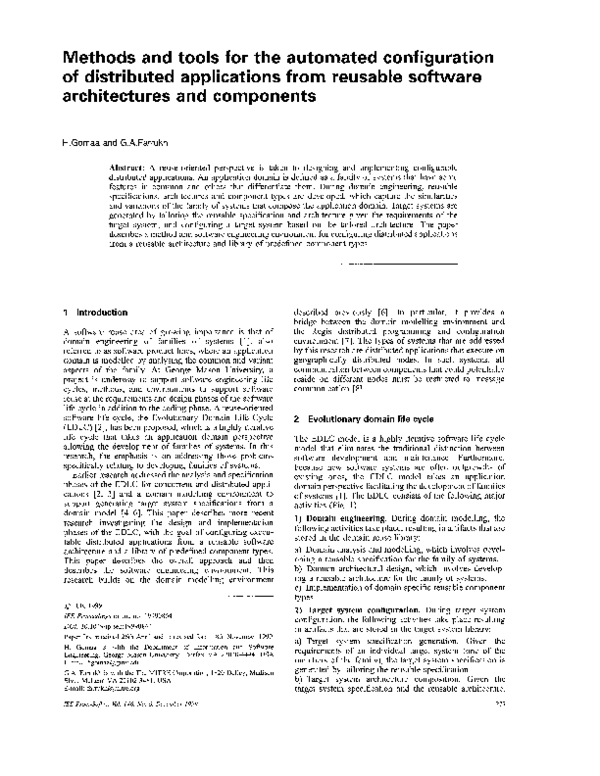 Pdf Automated Configuration Of Distributed Apps From Reusable Architectures