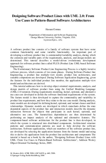 Pdf Designing Software Product Lines With Uml 20 From Use Cases To Pattern Based Software