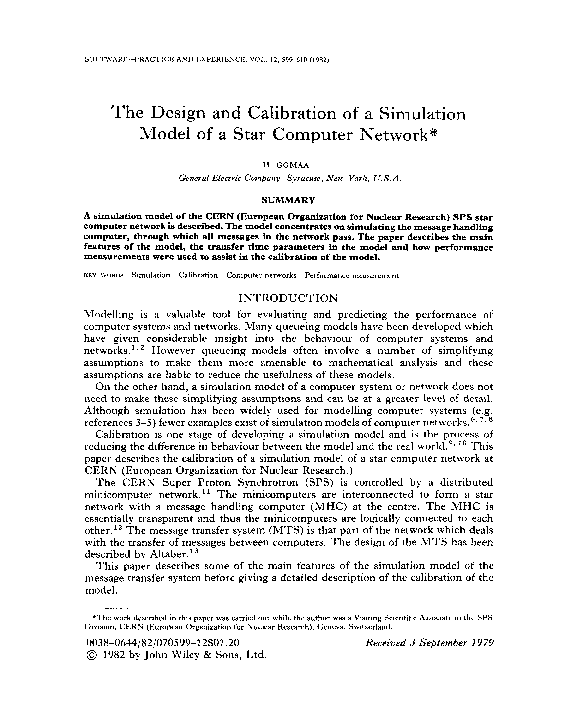 (PDF) The design and calibration of a simulation model of a star computer network | Hassan Gomaa ...
