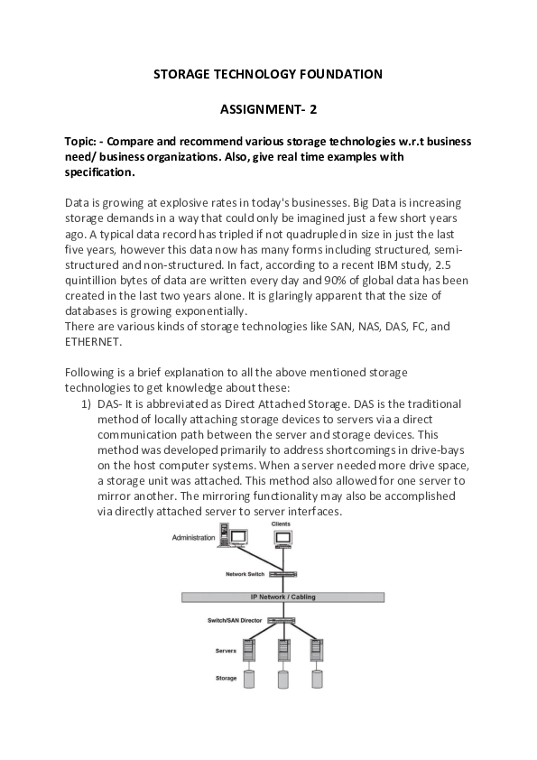 (DOC) STORAGE TECHNOLOGY FOUNDATION ASSIGNMENT-2
