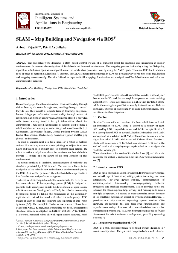 (PDF) SLAM – Map Building and Navigation via ROS